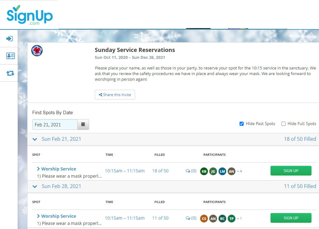 Sign Up for In Person Worship - Trinity Evangelical Lutheran Church